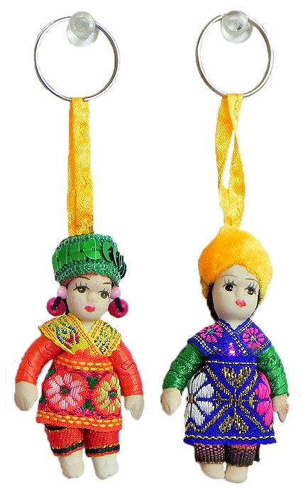Folk Dancers Doll Key Rings