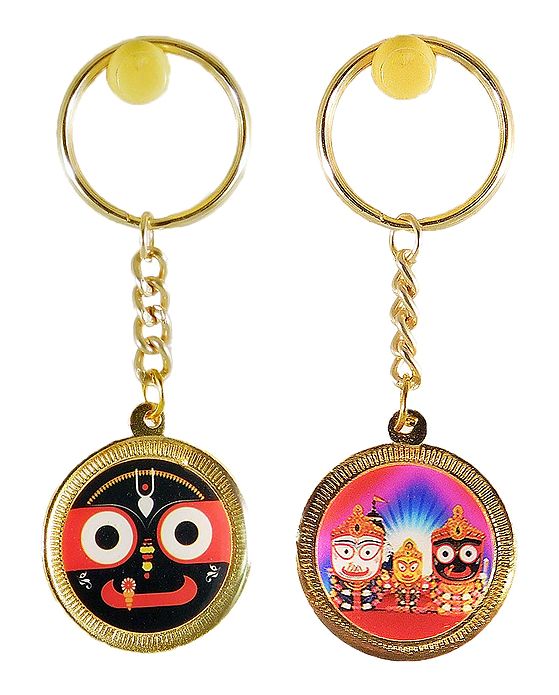 Double Sided Metal Jagannath Key Ring