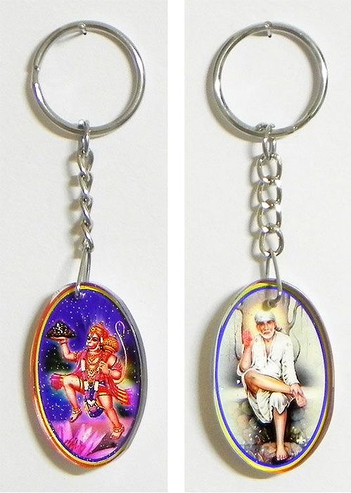 Hanuman and Shirdi Sai Baba Key Rings - Set of Two