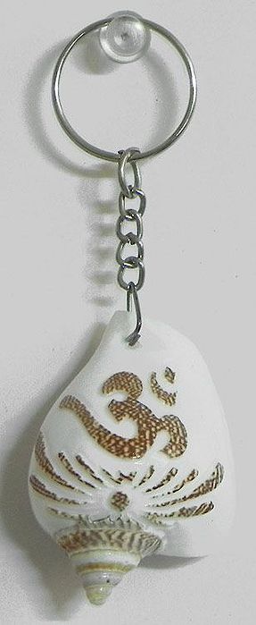 Om Carved Shell Key Ring