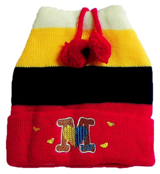 Red, Yellow and Black Woolen Stripe Cap