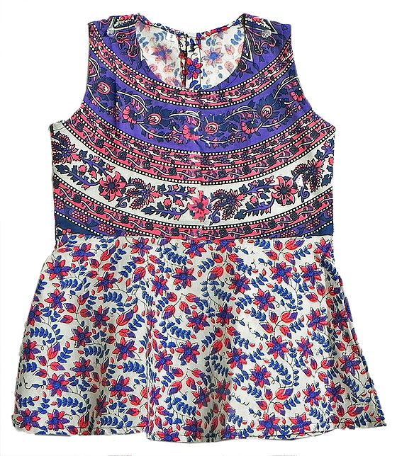 Printed White Cotton Frock
