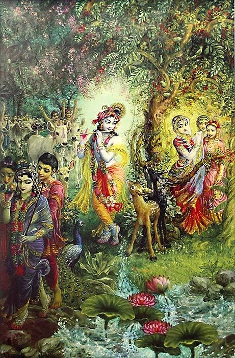 Gopala Krishna Tantalising Cows and Gopinis