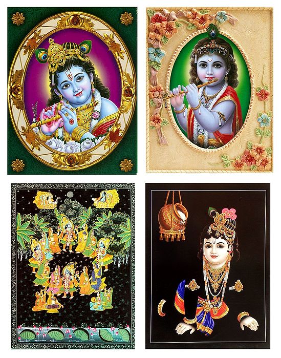 Set of 4 Krishna Posters