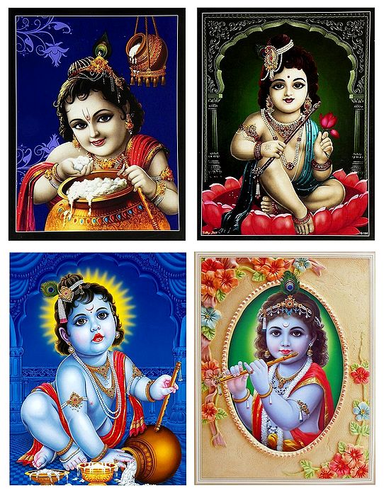 Set of 4 Krishna Posters