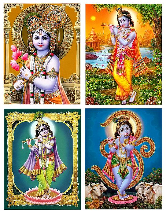 Set of 4 Krishna Posters