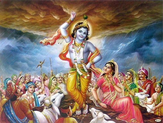 Krishna Lifting Giri Govardhan