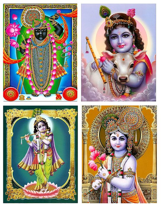Set of 4 Krishna Posters