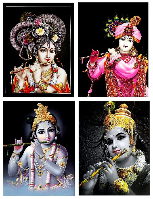 Set of 4 Krishna Posters