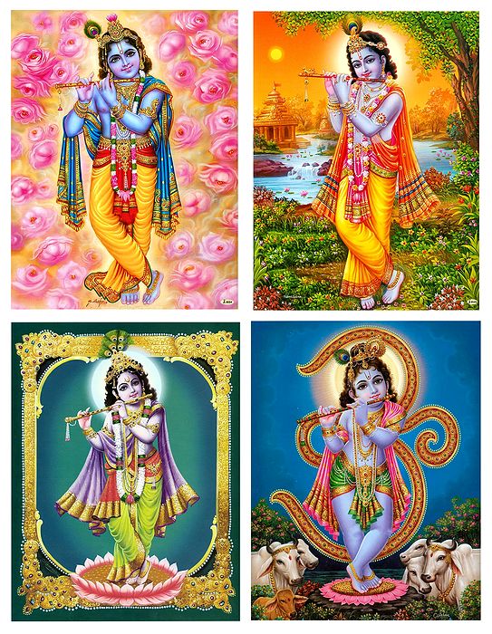 Set of 4 Krishna Posters