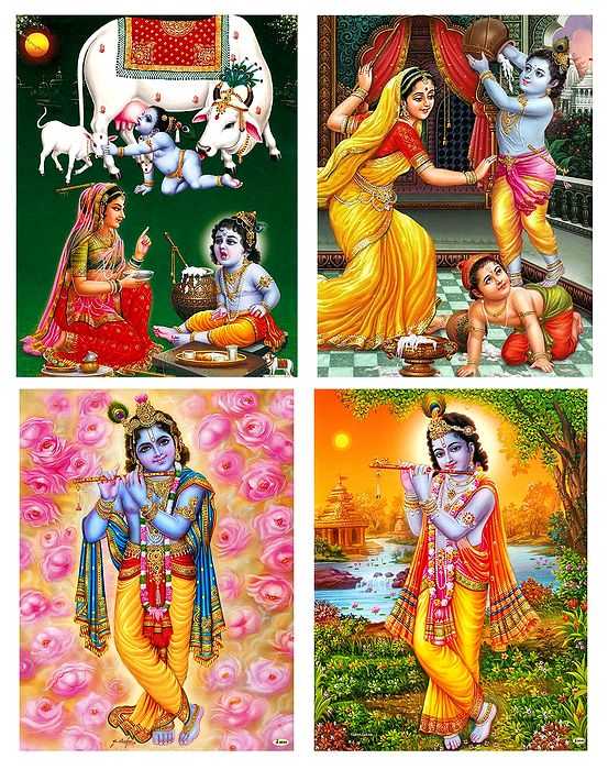 Set of 4 Krishna Posters