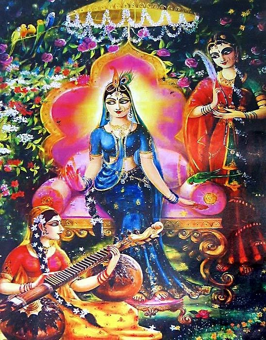 Radha Dressed in Blue to Feel Krishna Within Her