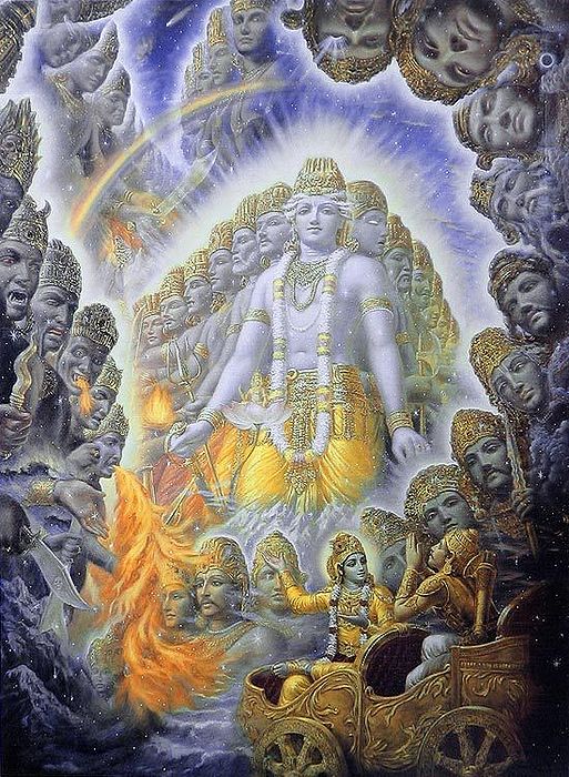 Krishna Shows the Universal Form of Vishwarupa to Arjuna