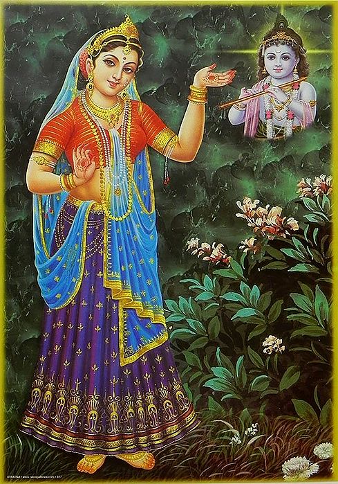 Yashoda Thinking of Young Krishna - Poster