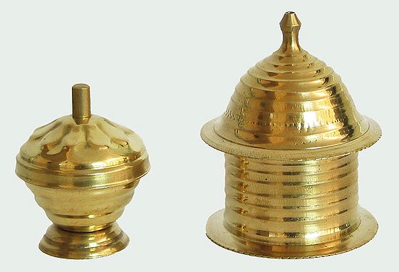 Two Brass Kumkum Containers
