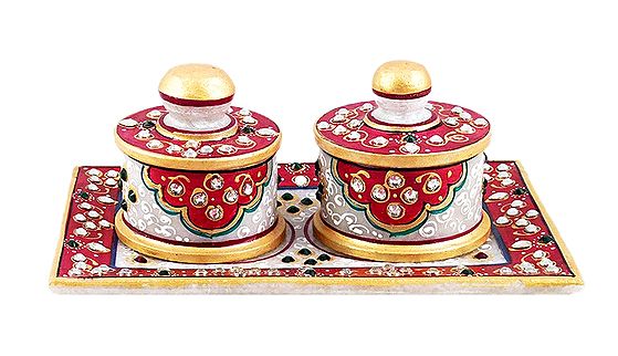 Marble Kumkum Containers