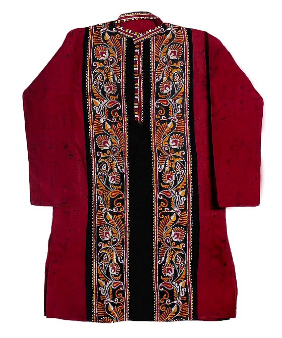 Red Batik Mens Cotton Kurta