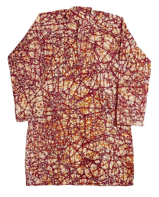 Red Batik on Off-White Cotton for Men