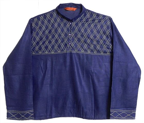 Embroidered Blue Short Kurta