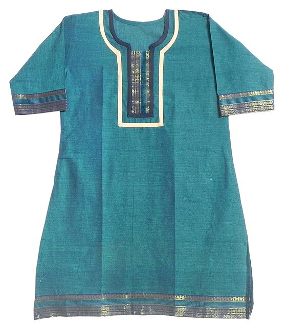 Cyan Blue Madurai Cotton Kurta