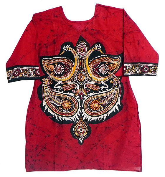 Batik Paint on Red Kurta