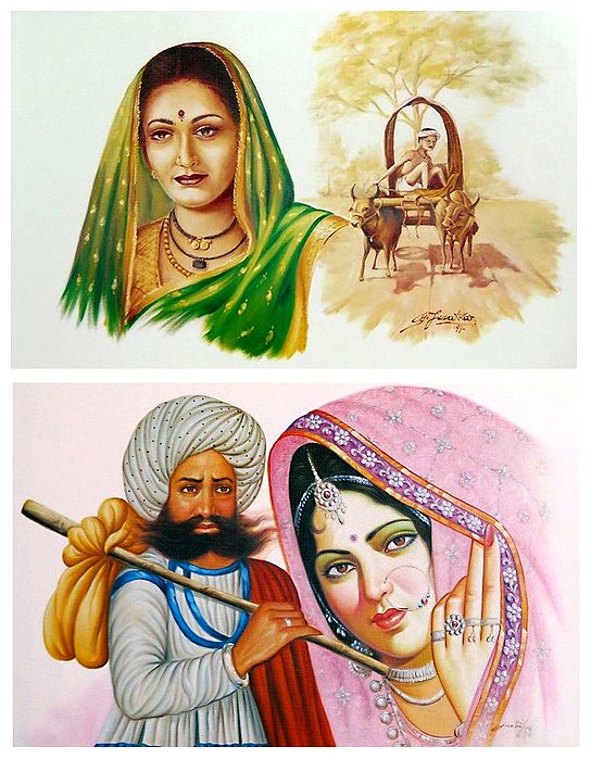 Rajasthani and Maharashtrian People - Set of 2 Posters