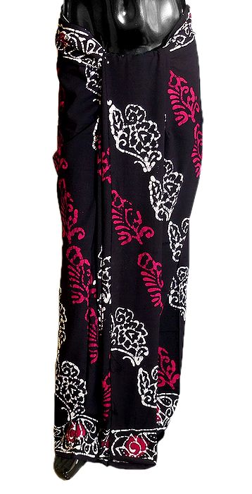 Buy Online Batik Print on Black Cotton Lungi