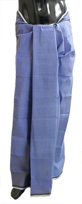 Persian Blue Cotton Lungi with Black and White Border