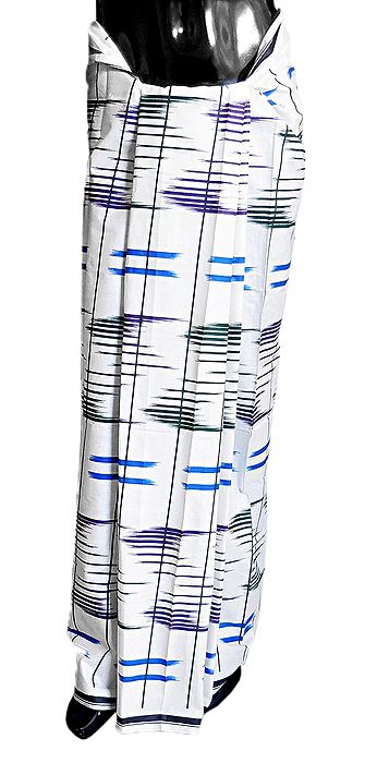 Printed White Cotton Lungi