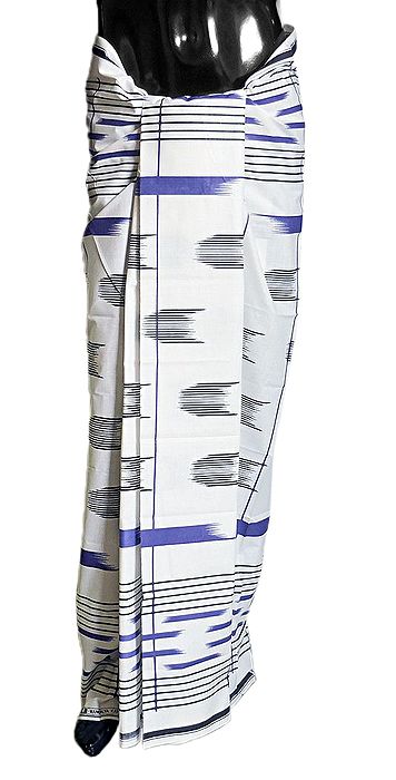 Buy Online Printed White Cotton Lungi