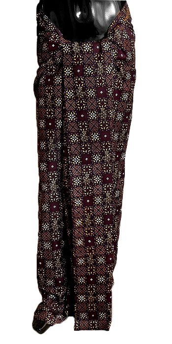 Printed Maroon Cotton Lungi