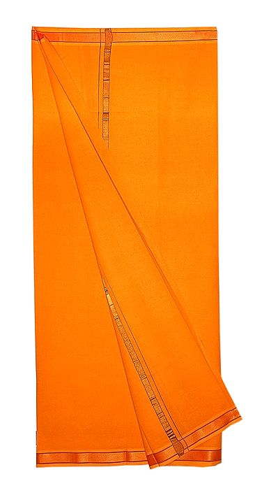 Saffron Plain Cotton Lungi with Border