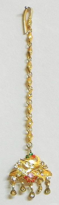 Gold Plated and Stone Studded Mang Tika