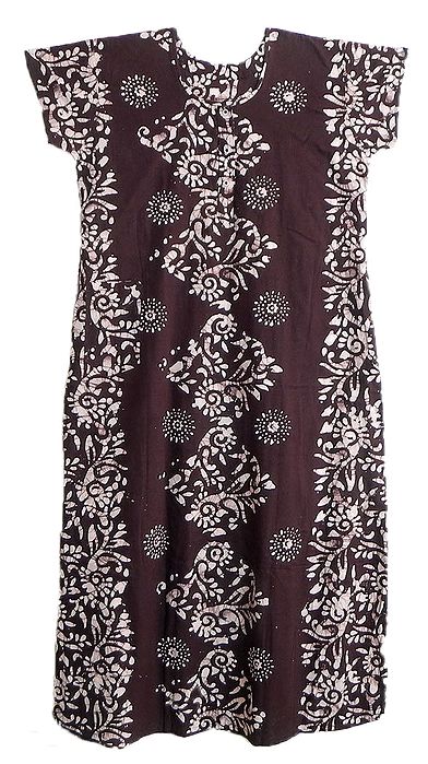 Batik on Maroon Cotton Maxi - Size - L Length - 54 inches