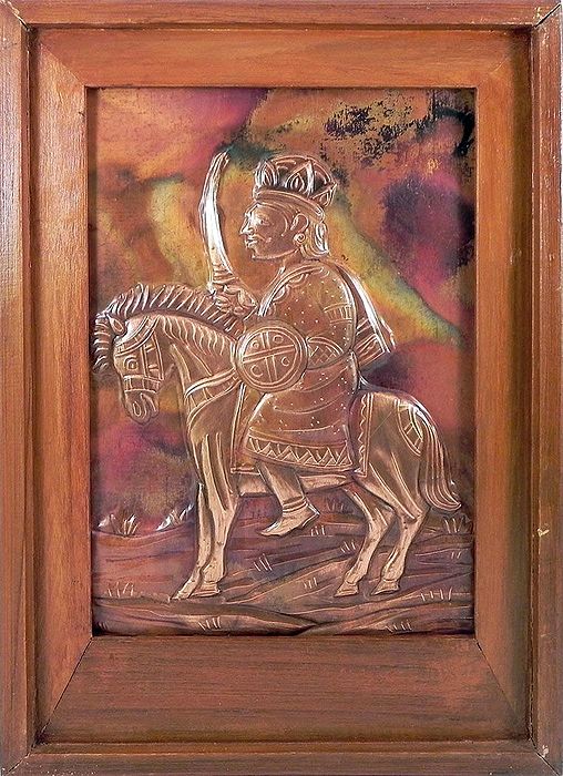 Soldier on a Horse - Embossed Copper Artwork