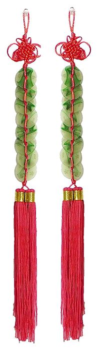 Pair of Eight Jade Coins - Wall Hanging Feng Shui Enhancer for Wealth Luck