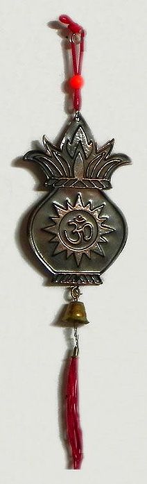 Om on Kalash with Hanging Bell - Wall Hanging