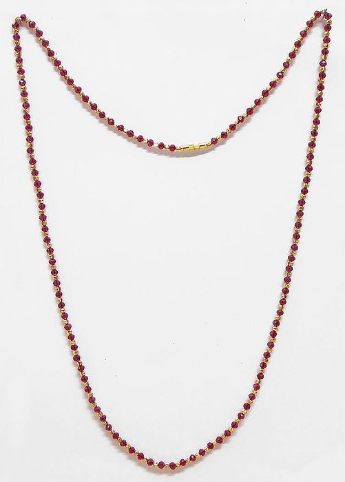 Maroon and Green Acrylic Crystal Bead Necklace