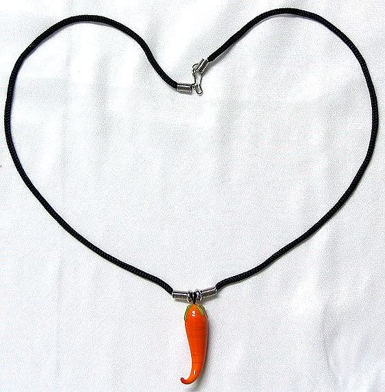 Orange Chilli Pendant on Black Thread