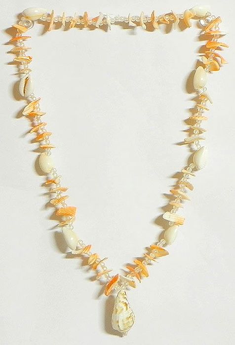 Painted Shell Necklace in Yellow