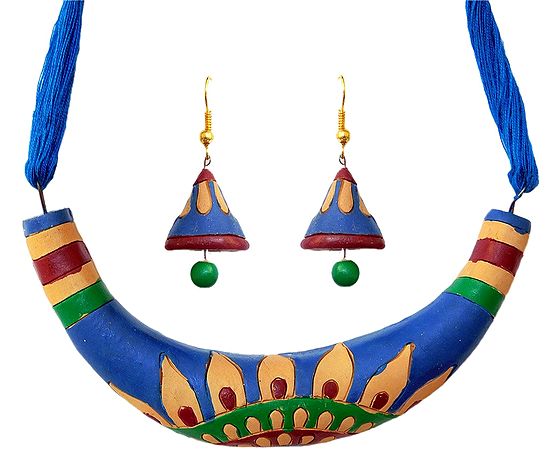 Terracotta Hansuli Necklace and Earrings