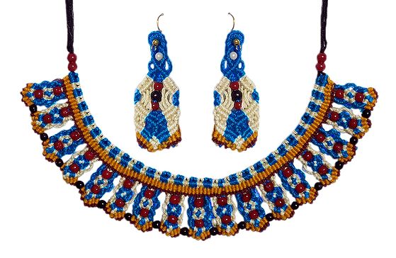 Macrame Thread Necklace and Earrings
