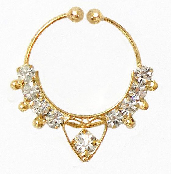 White Stone Studded Non Piercing Nose Ring