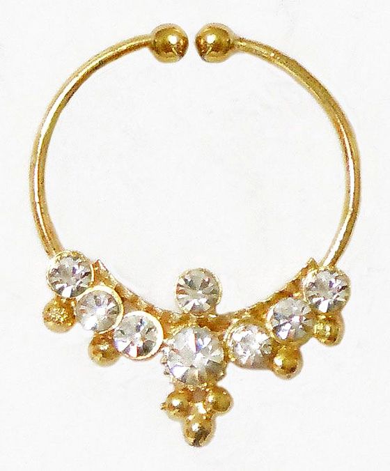 White Stone Studded Non Piercing Nose Ring