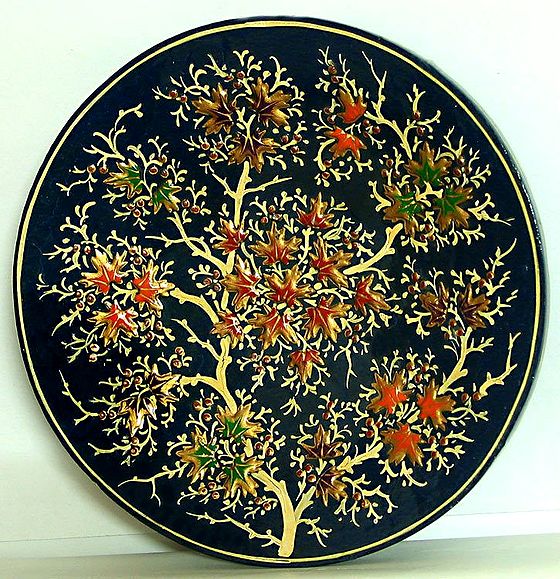 Decorative Painted Papier Mache Plate from Kashmir - Wall Hanging
