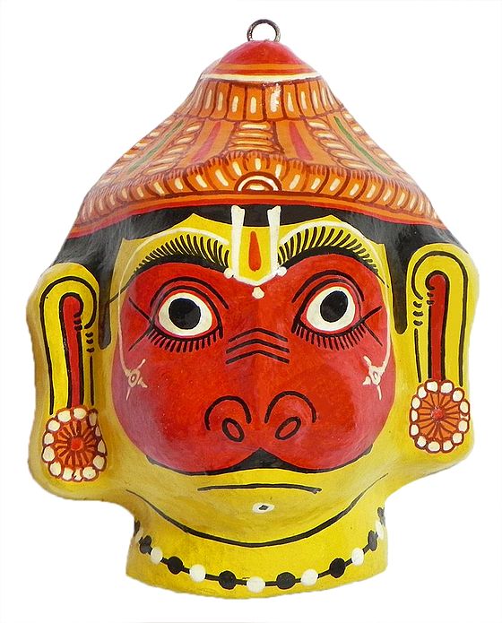 Papier Mache Hanuman Mask - 6 x 4.5 x 3 inches