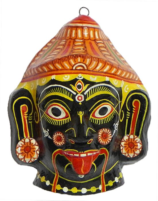 Papier Mache Kali Mask - 6 x 4.75 x 3 inches