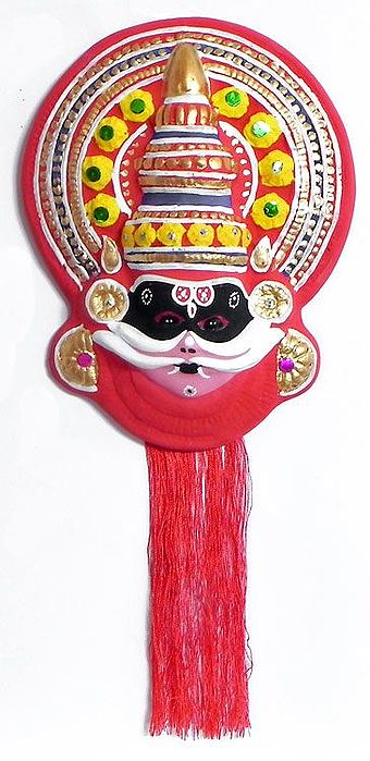 Face of Dushasan from Mahabharata in Kathakali Style - Wall Hanging