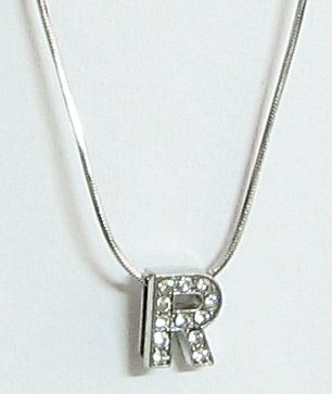 Stone Studded Alphabet R Pendant with Chain