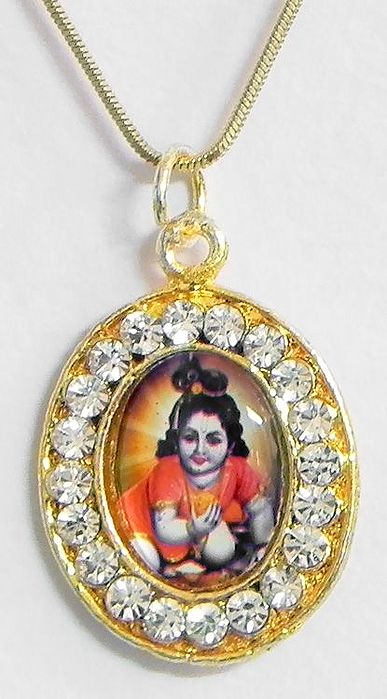 Golden Chain with Stone Studded and Gold Plated Krishna Pendant